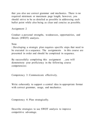 Assignment 1Develop and write your personal mission statemen | DOCX