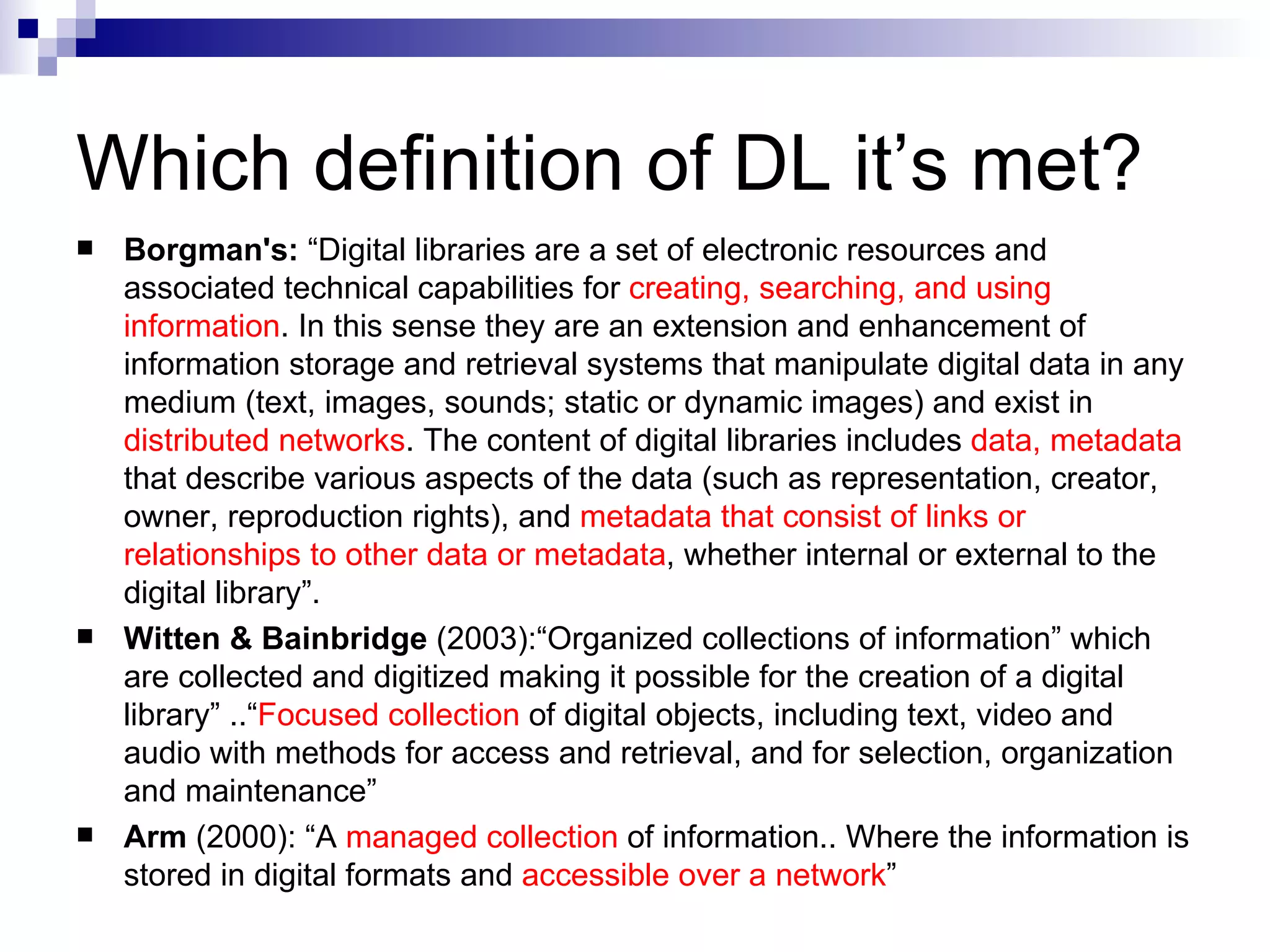 Assignment 1 Digital Library Review | PPT
