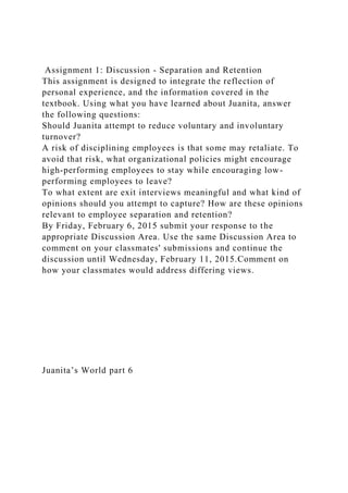 Assignment 1 Discussion - Separation and RetentionThis assignm.docx ...