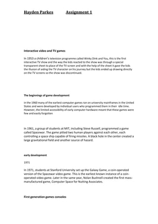 Assignment 1 game history timeline 2.0 | DOCX