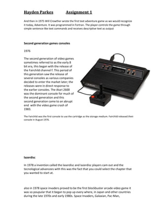 Assignment 1 game history timeline 2.0 | DOCX