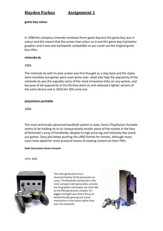 Assignment 1 game history timeline 2.0 | DOCX