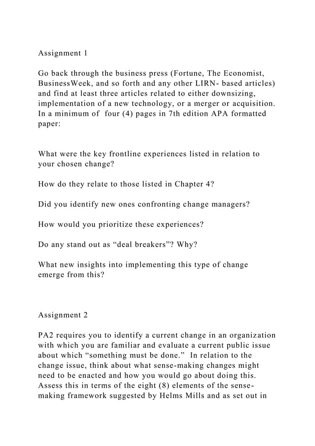 Assignment 1 Go back through the business press (Fortune, The Ec.docx