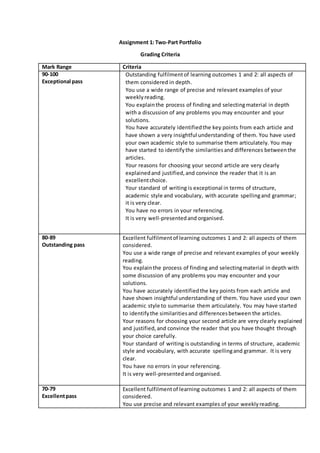Assignment 1 grading criteria | PDF
