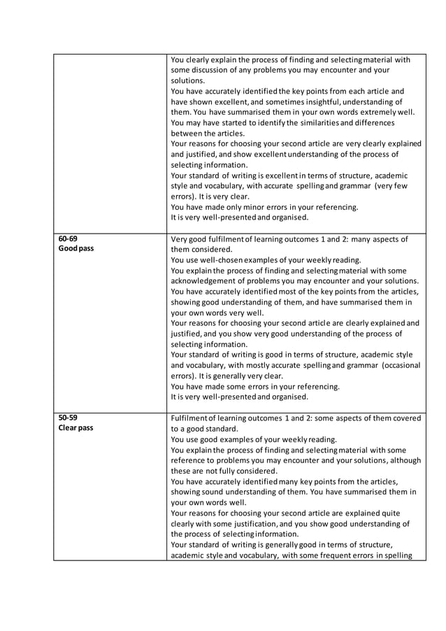 Assignment 1 grading criteria | PDF