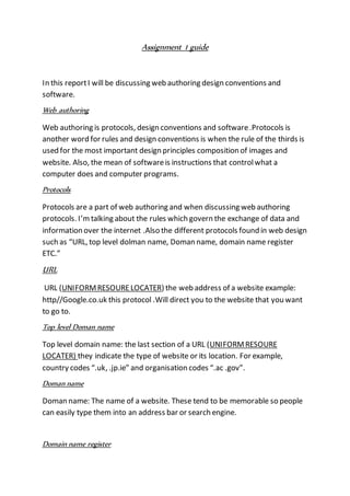 Assignment 1 guide (W.A) | PDF