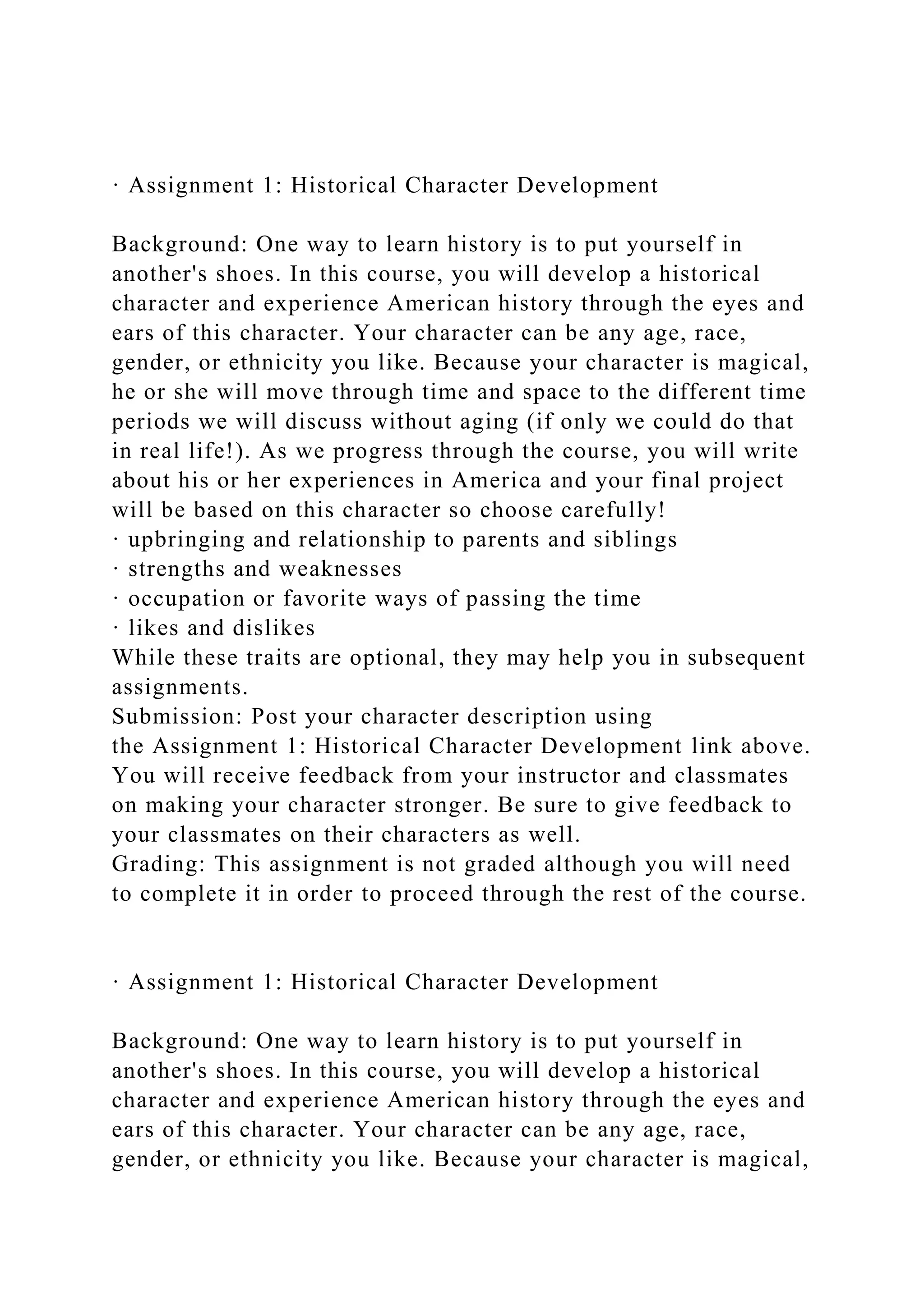 · Assignment 1 Historical Character DevelopmentBackground On.docx