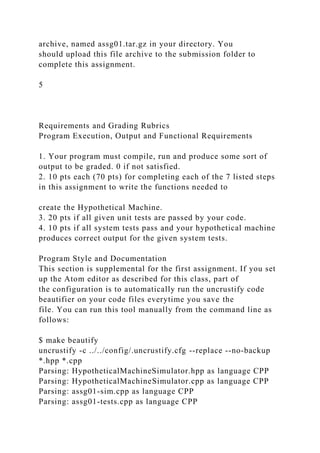 Assignment 1 Hypothetical Machine SimulatorCSci 430 Int.docx