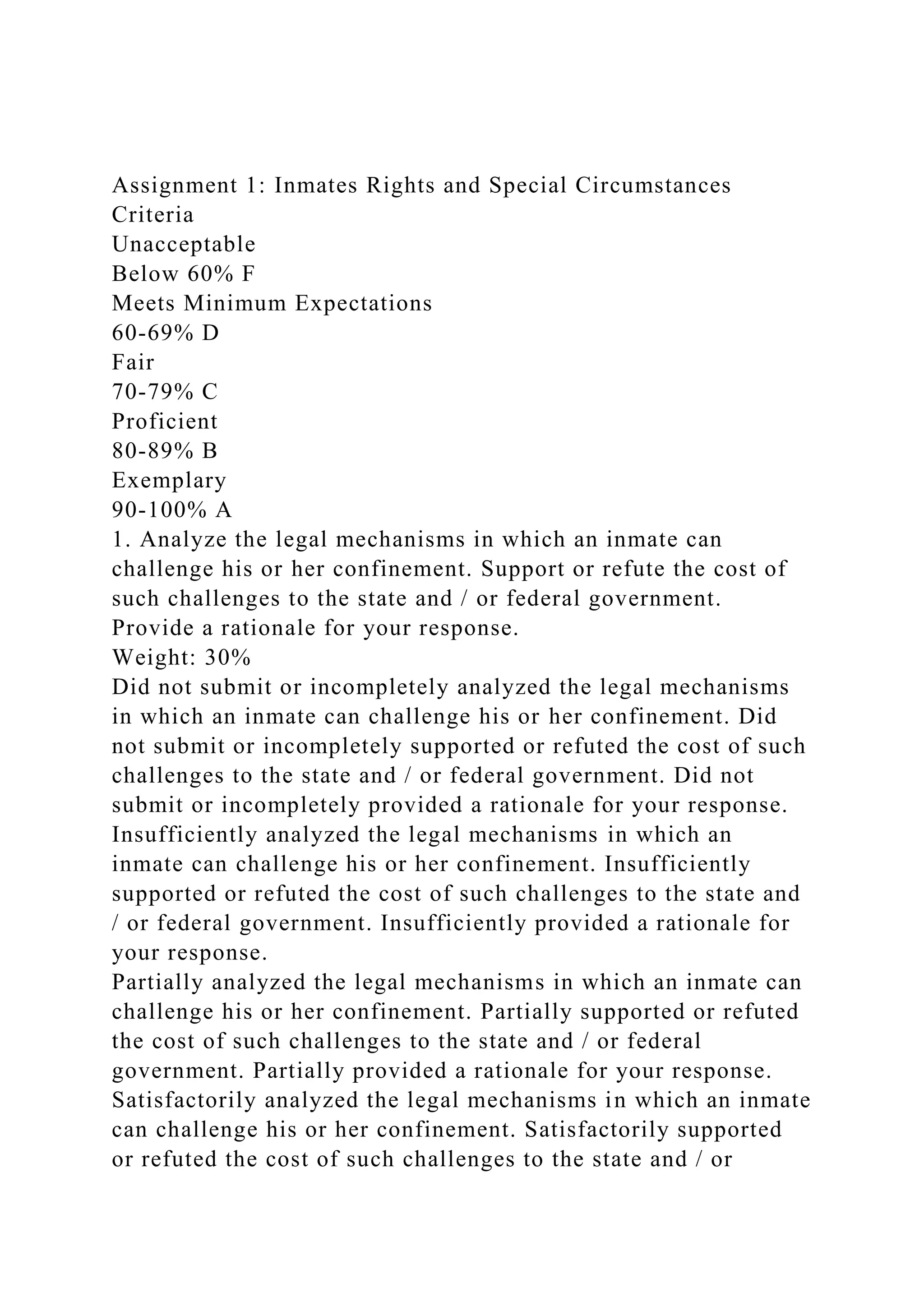 Assignment 1 Inmates Rights and Special CircumstancesCriteria.docx