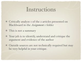 Assignment 1 instructions | KEY | Science