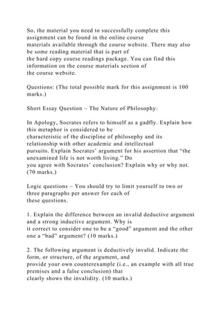 Assignment 1 INSTRUCTIONS This assignment consists of a sho.docx ...