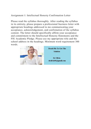 Assignment 1 Intellectual Honesty Confirmation LetterPlease rea.docx