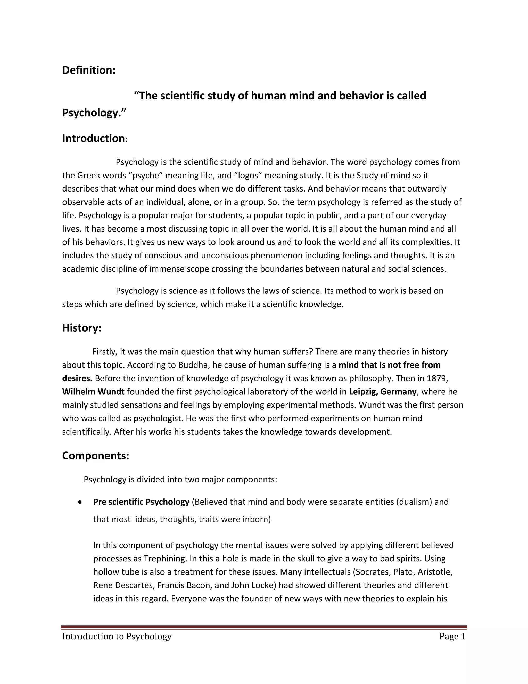 Assignment 1 (Introduction to Psychology).docx