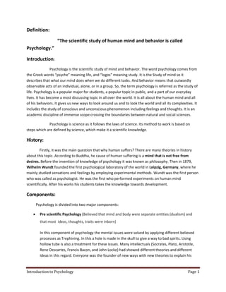 Assignment 1 (Introduction to Psychology).docx