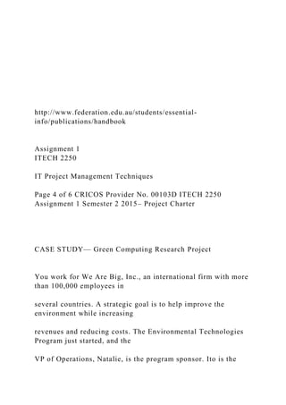 Assignment 1 ITECH 2250 IT Project Management Techniques.docx