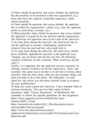 Assignment #1 job interview presentation for the purpose of thi | DOCX