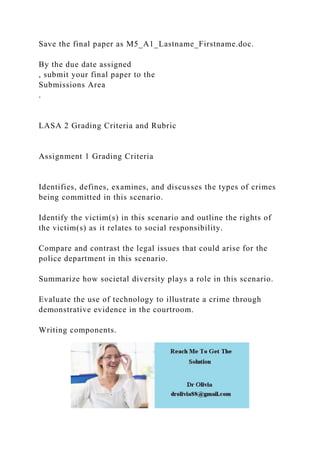 Assignment 1 LASA 2 Analysis of Technology, Culture and Victim | PDF