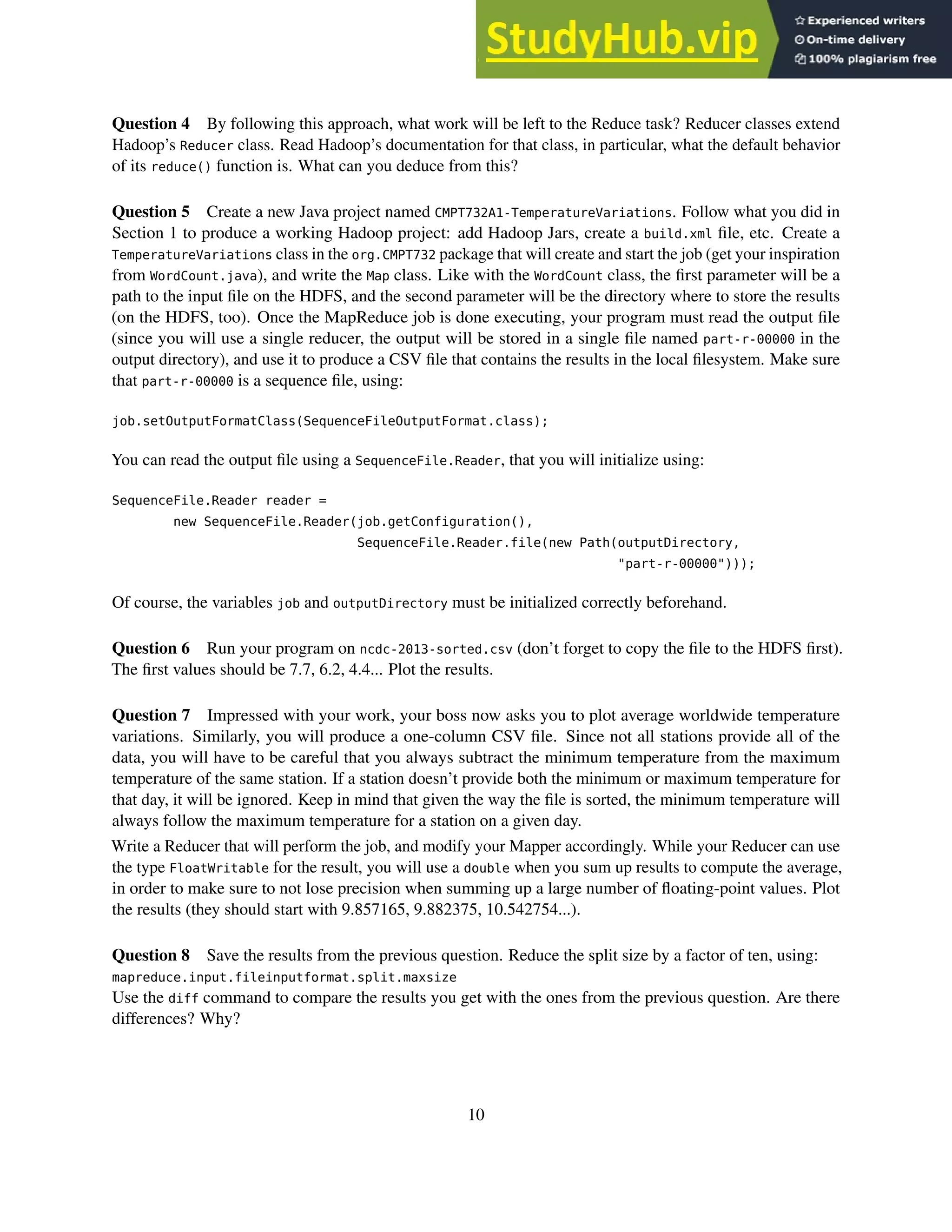 Assignment 1 MapReduce With Hadoop | PDF