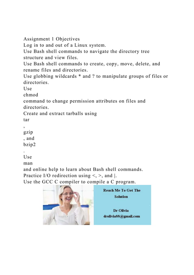 Assignment 1 Objectives Log in to and out of a Linux system. U.docx