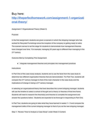 ASSIGNMENT 1 ORGANIZATIONAL THEORY | PDF