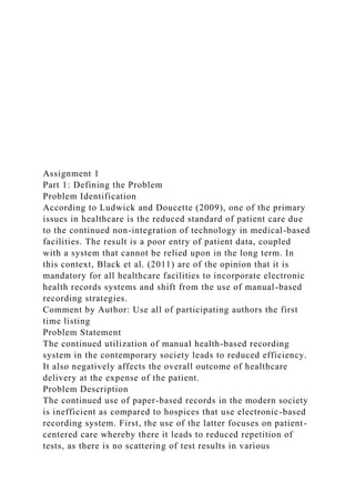 Assignment 1Part 1 Defining the ProblemProblem Identification.docx