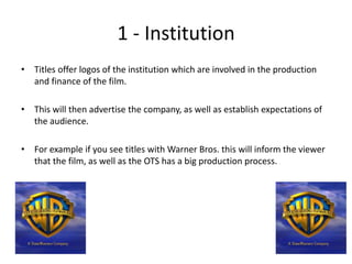 Assignment 1 (purpose of an opening title sequence) | PPTX