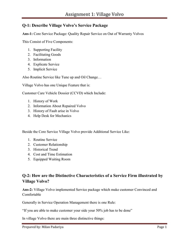 Village volvo case study solution | PDF | Automotive Industry | Industries