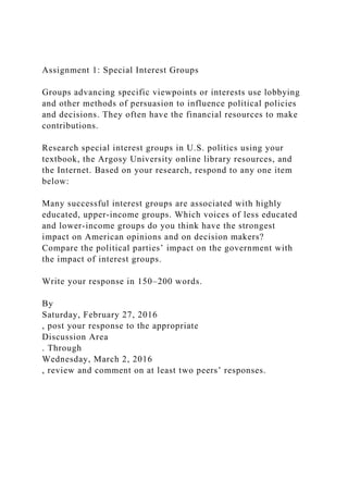 Assignment 1 Special Interest GroupsGroups advancing specific.docx