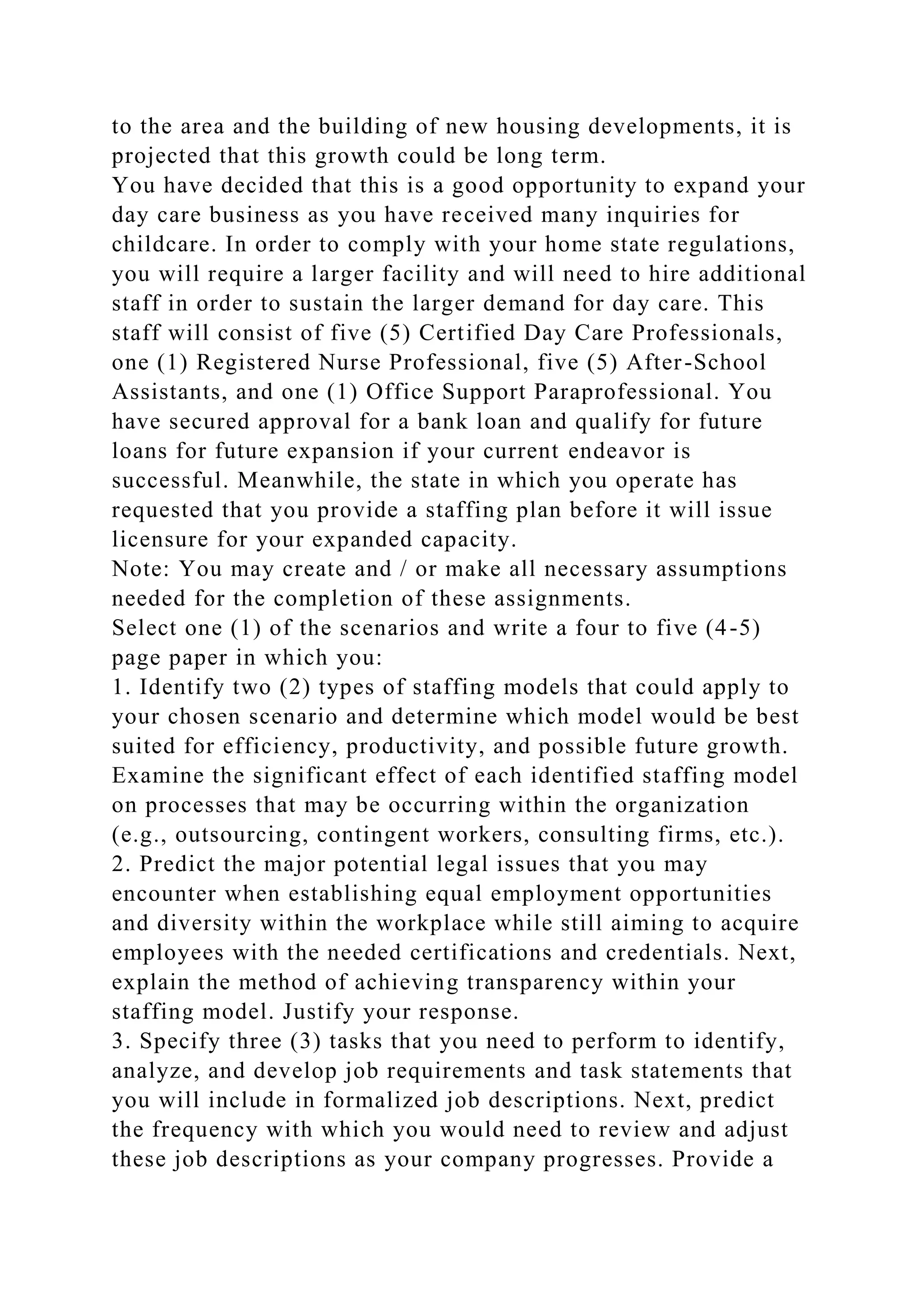 Assignment 1 Staffing Plan for a Growing Business -BUS 335-Du.docx
