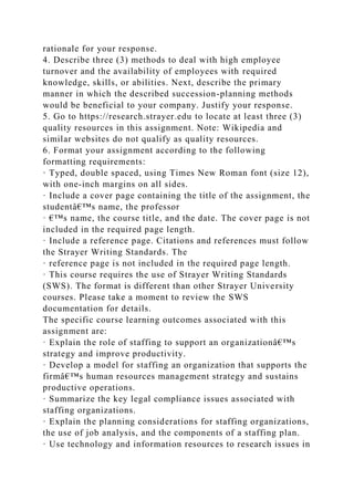 Assignment 1 Staffing Plan for a Growing Business -BUS 335-Du.docx