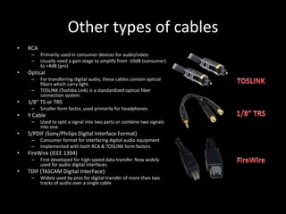 Music Production @Coursera: Assignment 1: Studio Cables | PPTX