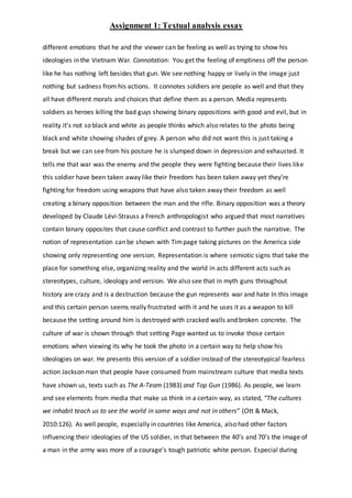 Assignment 1 textual analysis essay long | DOCX