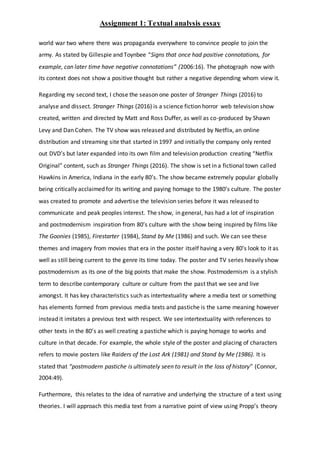 Assignment 1 textual analysis essay long | DOCX