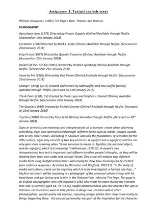 Assignment 1 textual analysis essay long | DOCX