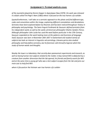 Assignment 1 textual analysis essay long | DOCX