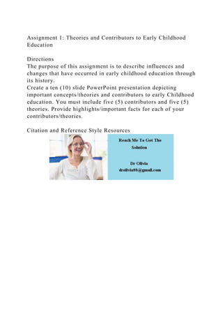 Assignment 1 Theories and Contributors to Early Childhood Education.docx