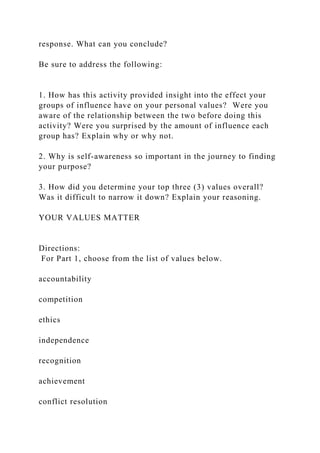 Assignment 1 Understanding Your ValuesDue week 3 and worth 1.docx