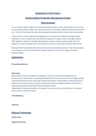 Assignment 1 unit 4 task 1 | DOCX