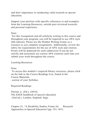 Assignment 1 What Is Special About Special Education Research.docx