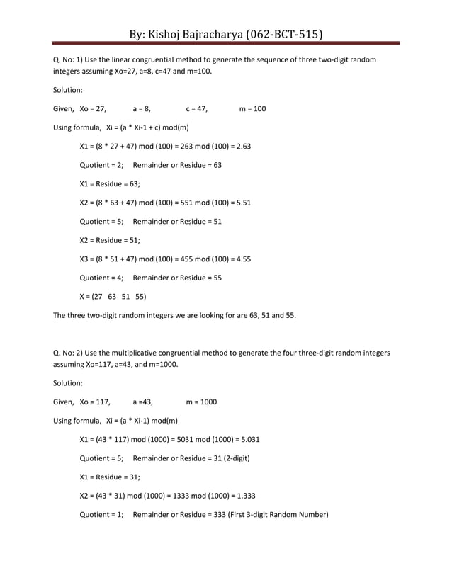 Random Number Generation | PDF