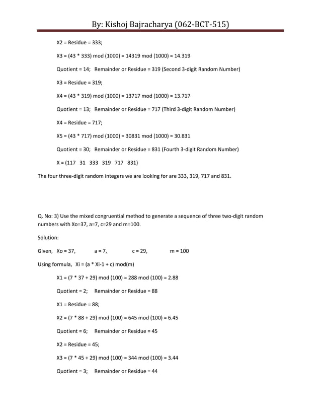 Random Number Generation | PDF