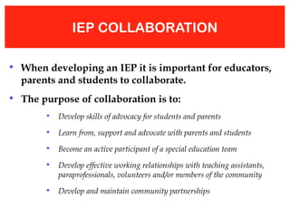 Teacher Assessments & IEP Development & Collaboration | PPT