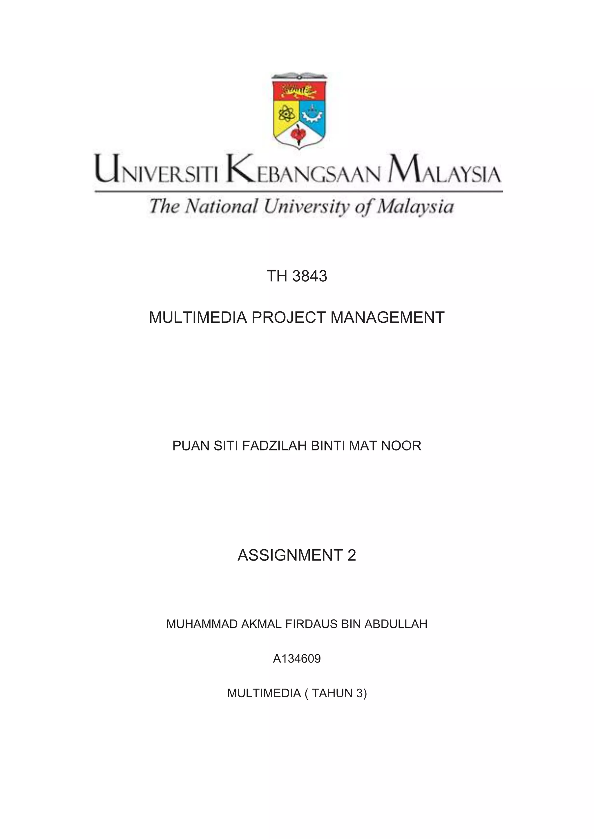Pengurusan Projek Multimedia Task 2 | DOCX