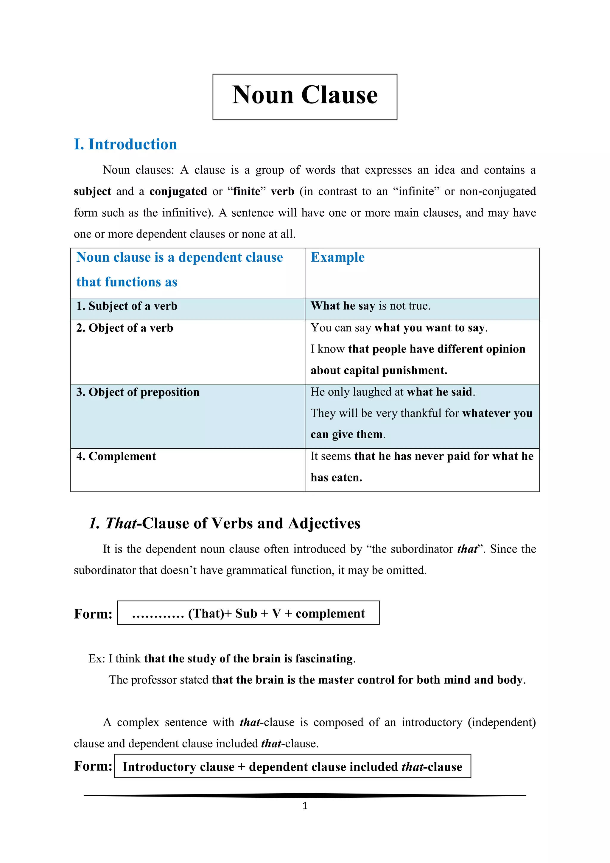 Noun Clause | PDF