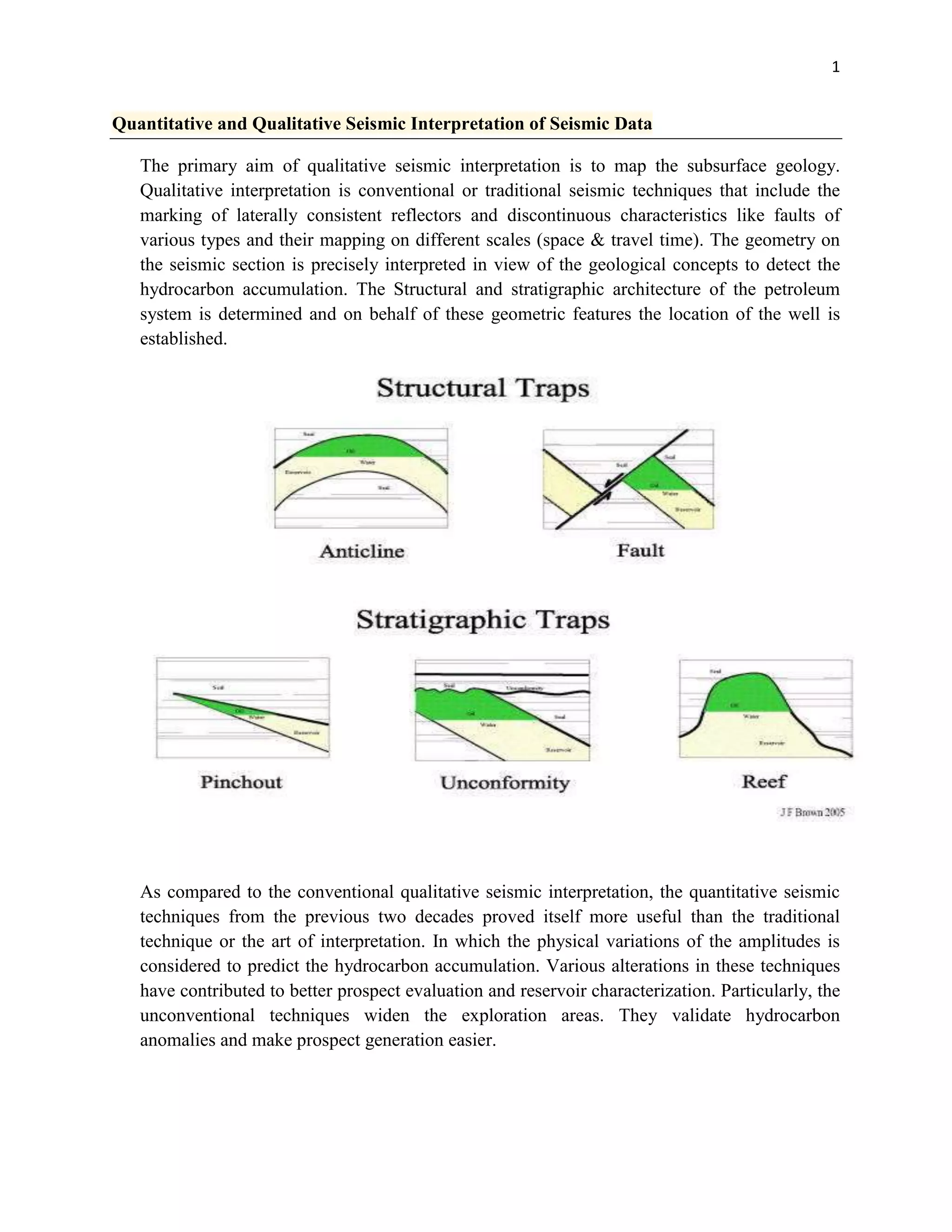 Quantitative and Qualitative Seismic Interpretation of Seismic Data | DOCX