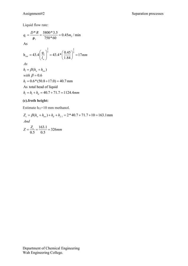 Pressure Drop Calculation In Sieve Plate Distillation Column Pdf