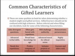 Identifying Gifted Learners | PPTX