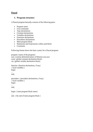 Evaluation and analysis of ALGOL, PASCAL and ADA | PDF