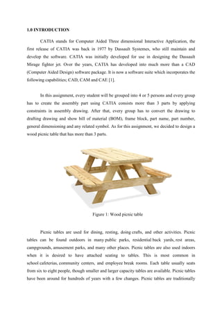 CAD/CAM - Wood picnic table (CATIA) | PDF