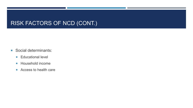 Non Communicable Disease (NCD) | PPTX | Diseases and Conditions ...